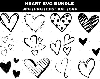 Heart Svg Bundle, Heart Svg, Hand Drawn Heart Svg, Open Heart Svg ...