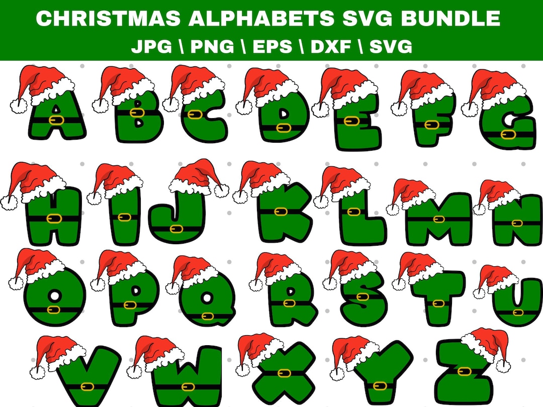 Christmas Alphabet SVG Bundle: A-Z Letters for Cricut, Silhouette ...