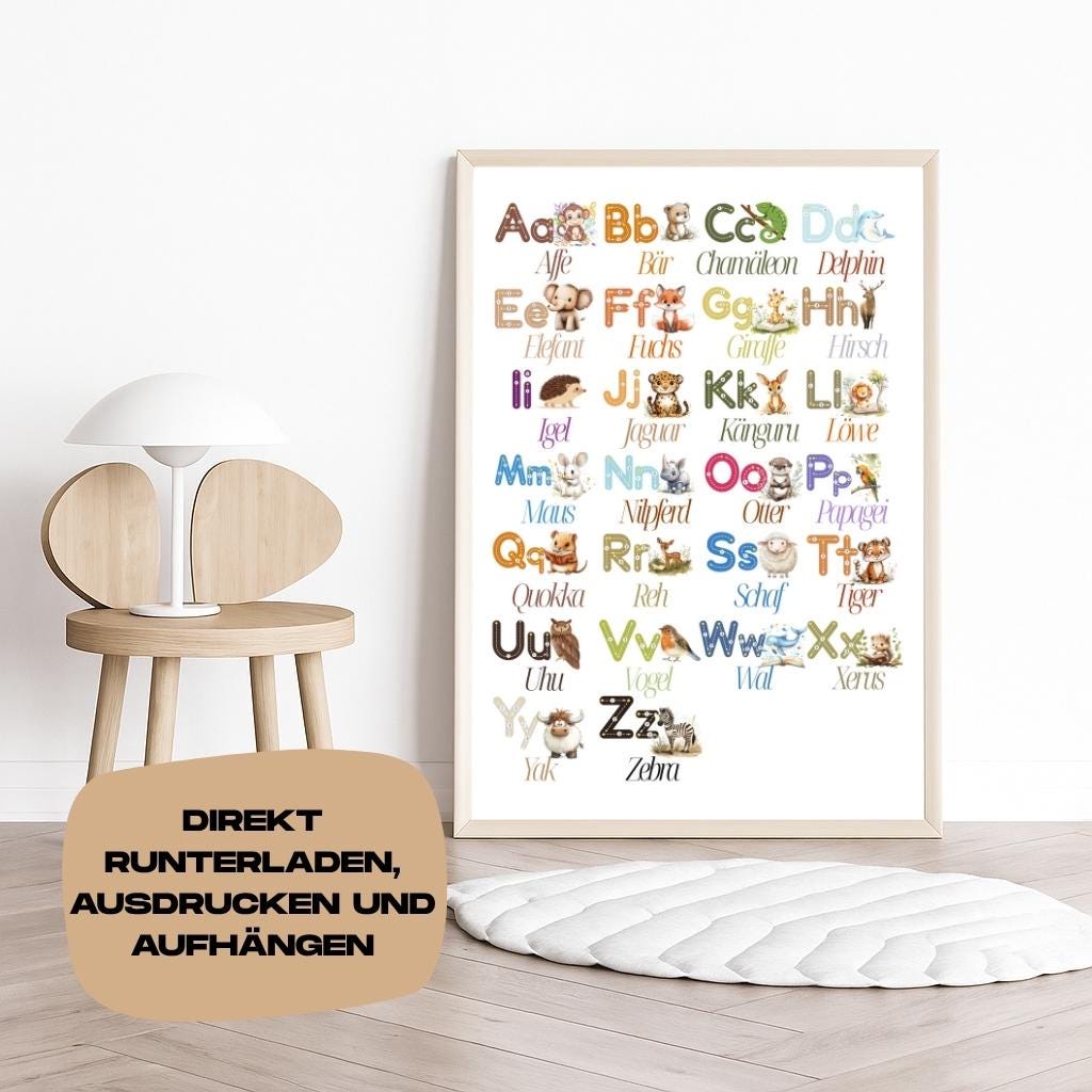 Animal ABC Poster – German Alphabet, Preschool Learning (digital ...