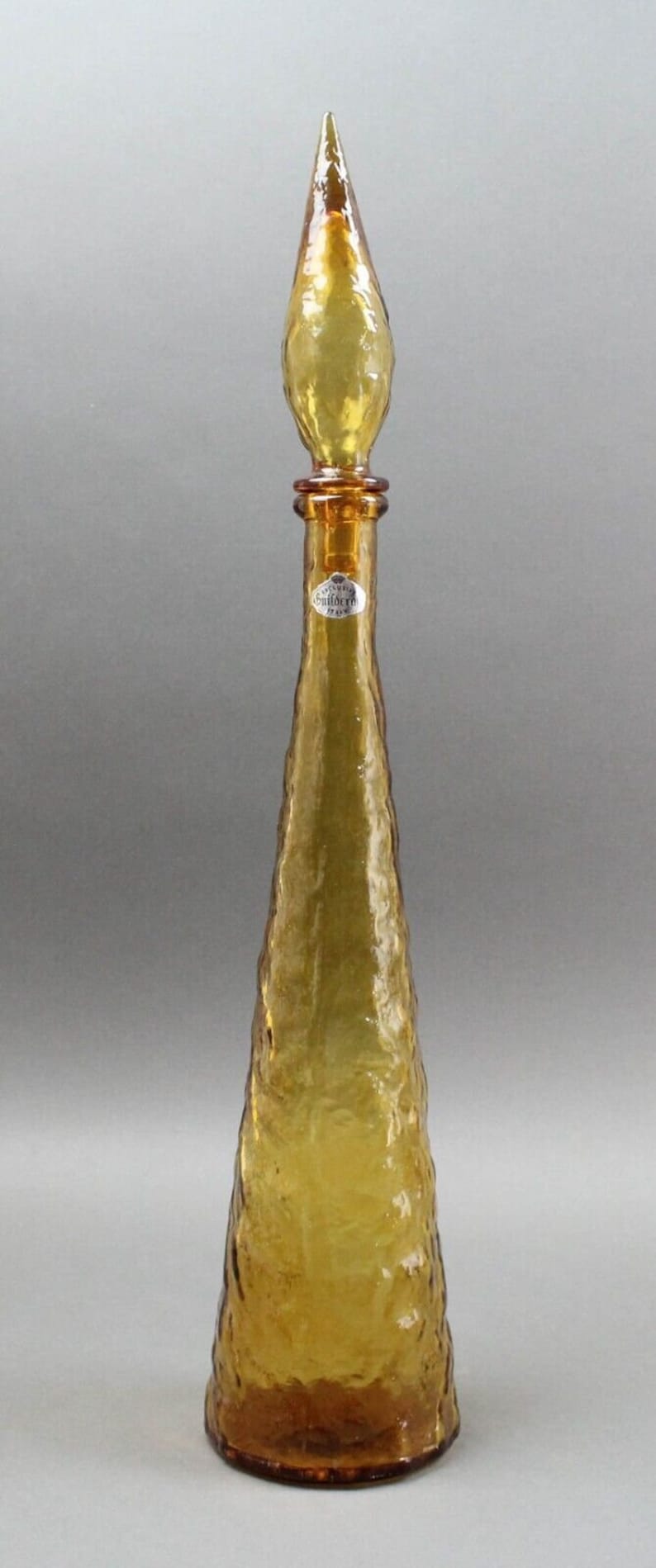 Guildcraft Italy Amber Empoli Glass Decanter Genie Bottle Mid Century ...
