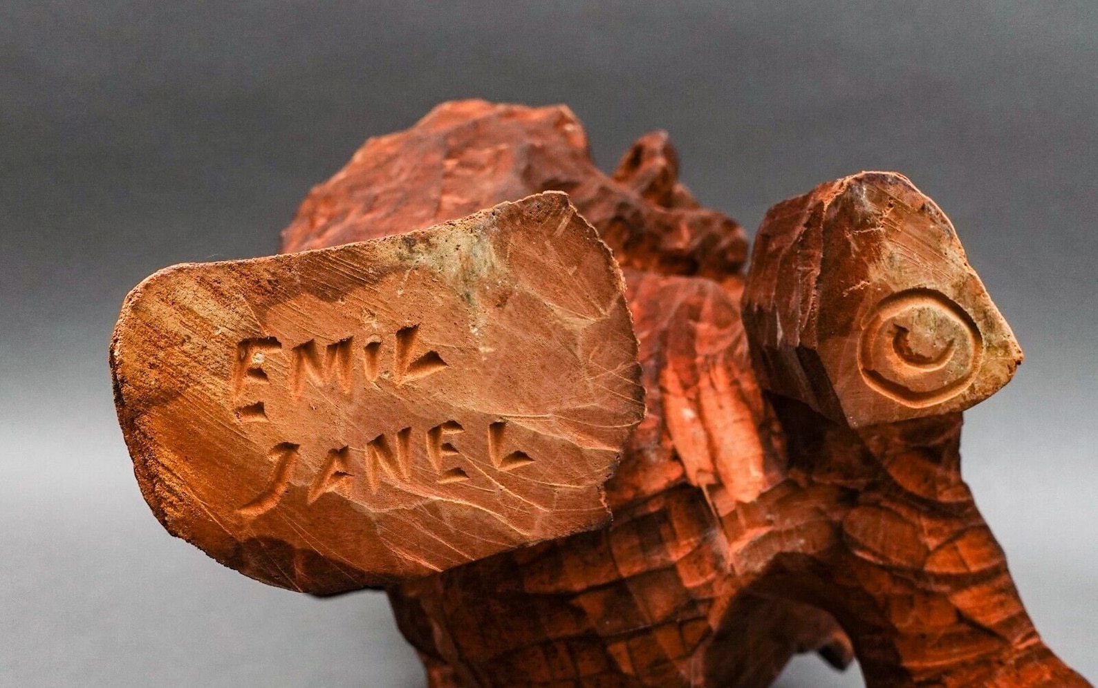 Emil Janel Sweden Signed Master American Wood Carver Large Face Figure ...