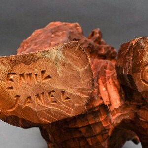 Emil Janel Sweden Signed Master American Wood Carver Large Face Figure ...