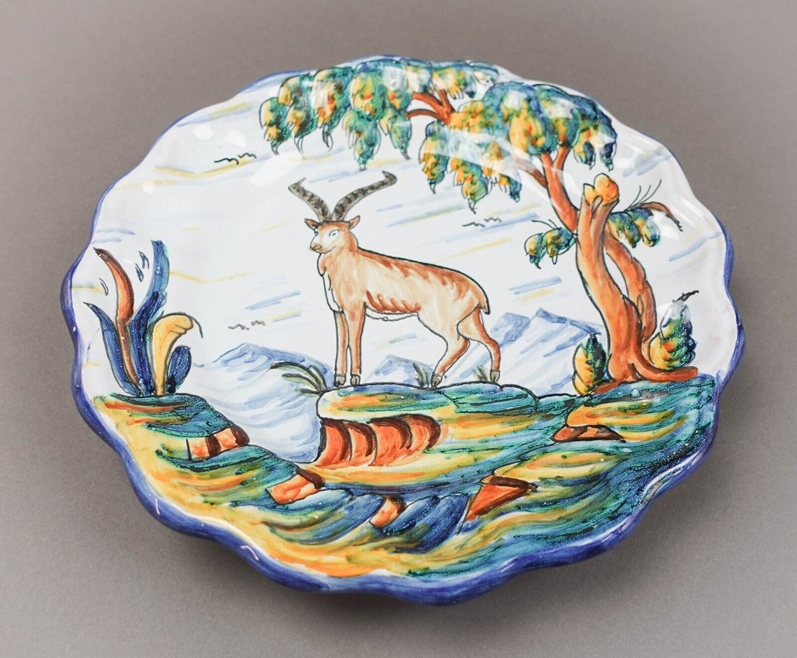 Talavera Spain Vintage Signed No. 25 Hand Painted Ibex Majolica 9" Wall ...