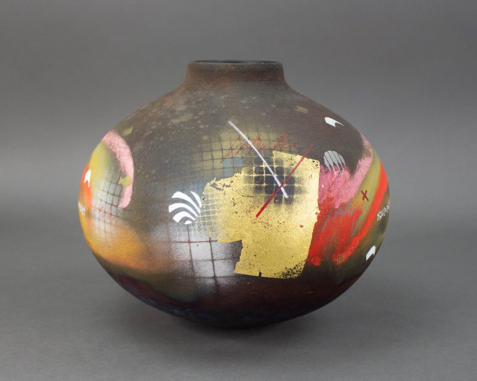 Hall Carlson Signed 1985 Vintage Abstract Raku Studio Art Pottery Vase ...