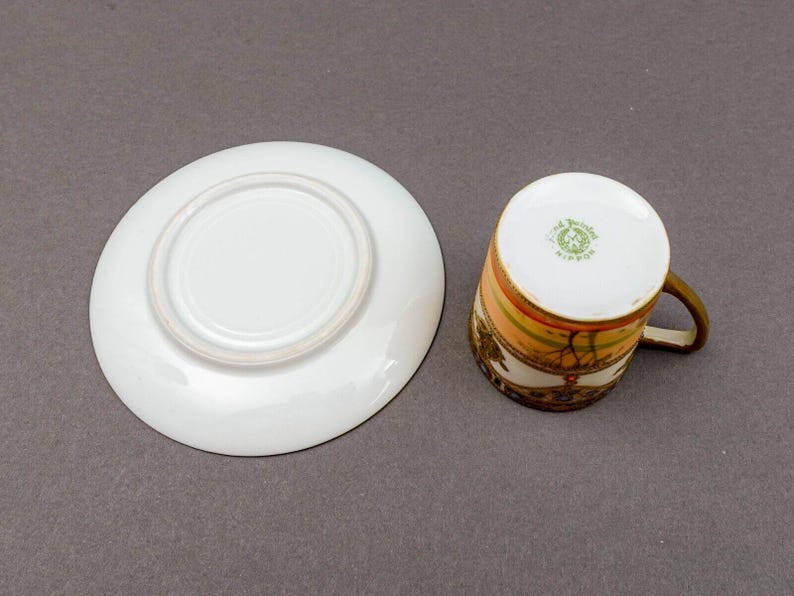 Nippon Japan Gold Moriage Beaded Jeweled Lanscape Scene Demitasse Cup ...