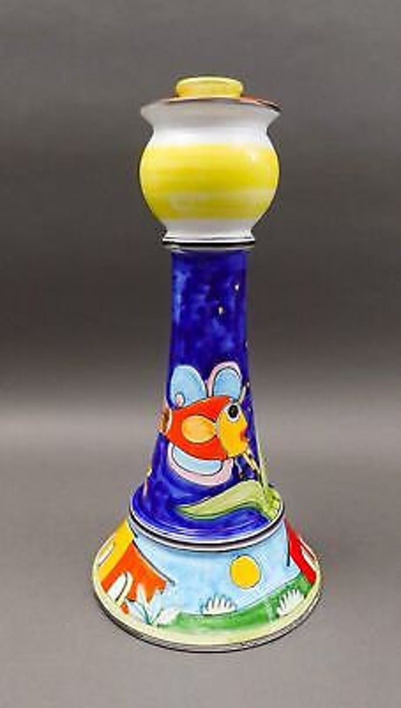 Nino Parrucca Italy Hand Painted Fish Art Pottery Candlestick Candle ...