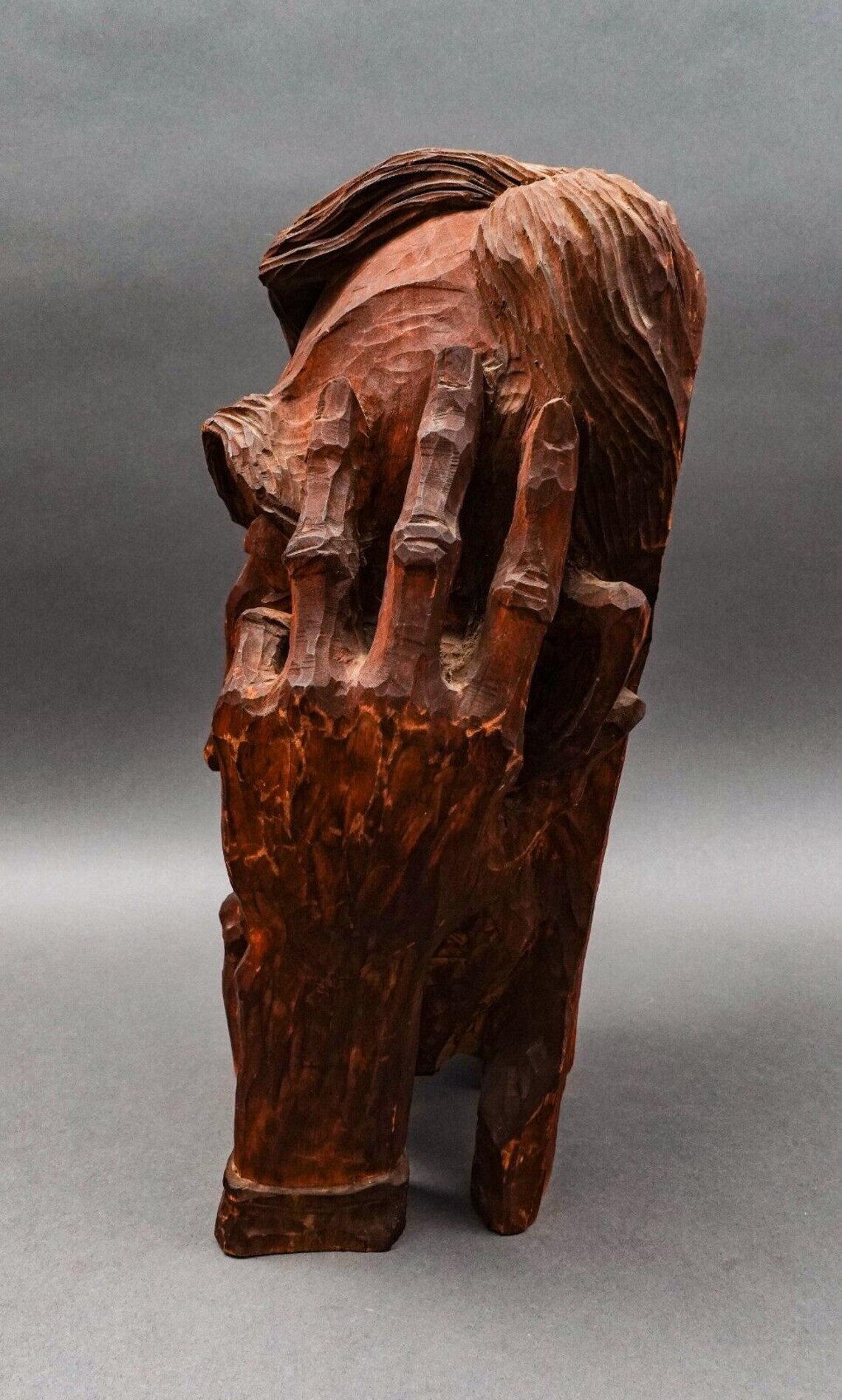 Emil Janel Sweden Signed Master American Wood Carver Large Face Figure ...