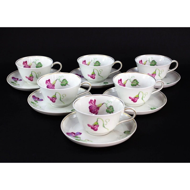 Rosenthal Helena Sweet Pea Cups and Saucers Selb Germany Set of 6 - Etsy