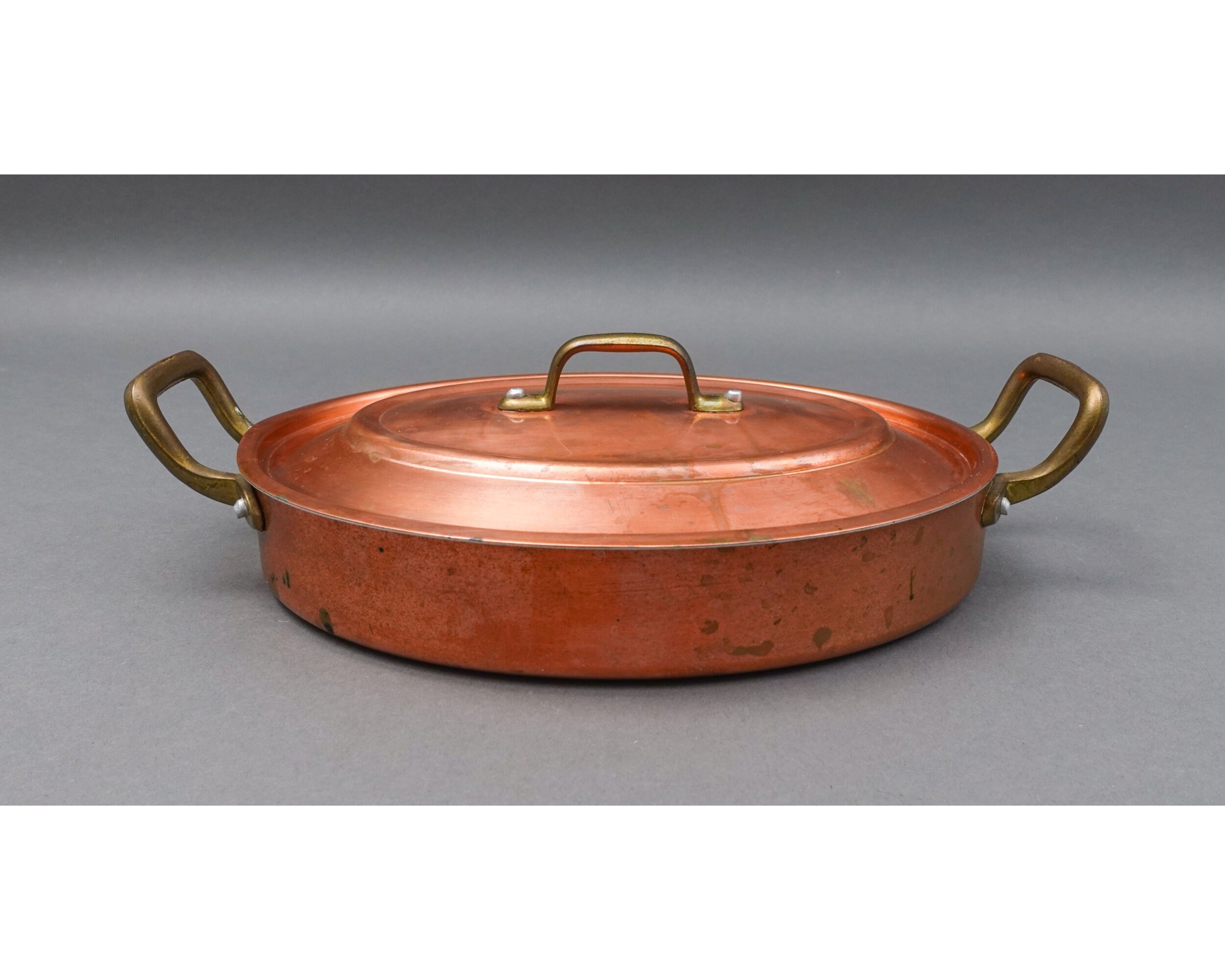Centuria Baumlin France Copper 9.5" Handled Oval Lidded Au Gratin Pan ...