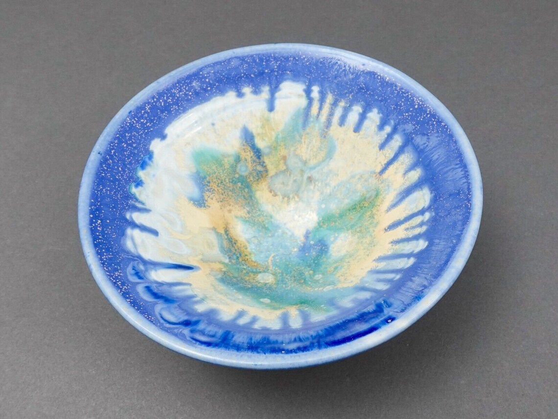 Edgecomb Potters Maine Blue Green Crystalline Glazed Art Pottery Bowl ...