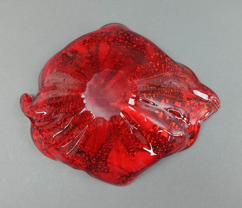 Vintage Murano Italy Ruby Red Leaf Colorful Confetti Glass Candy Dish ...