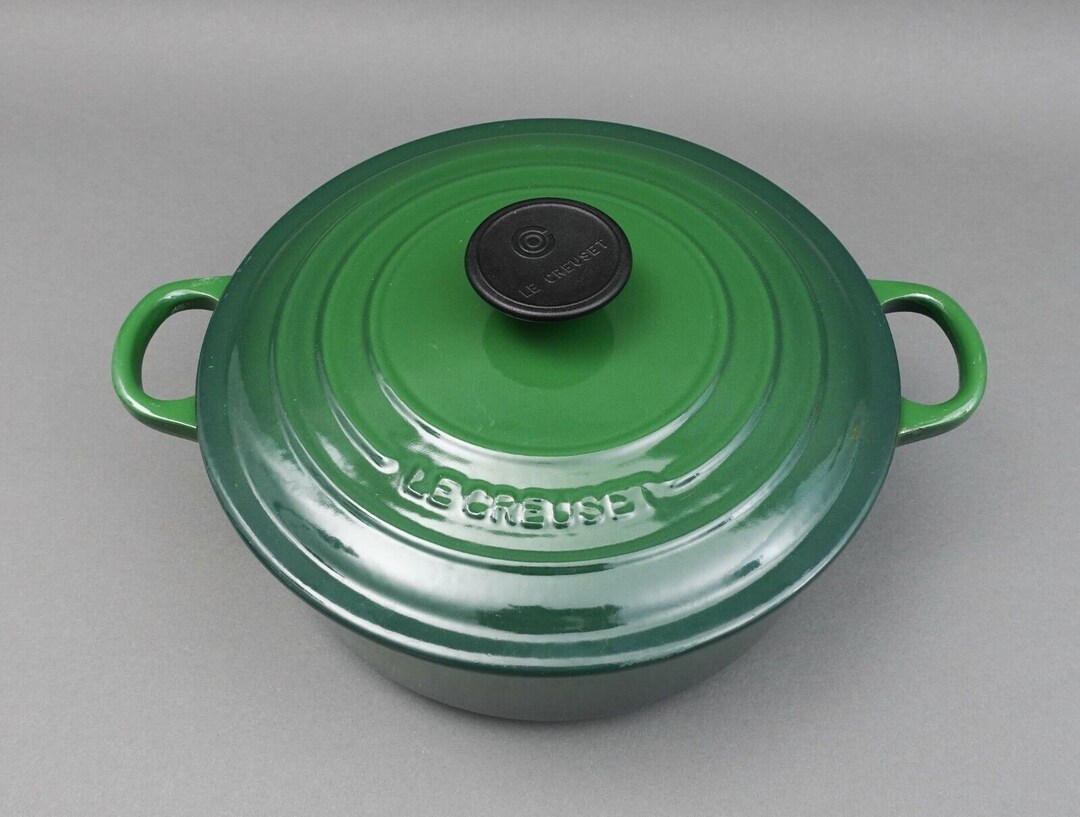 Le Creuset France 24 Dark Green Enameled Cast Iron Dutch Oven With Lid ...