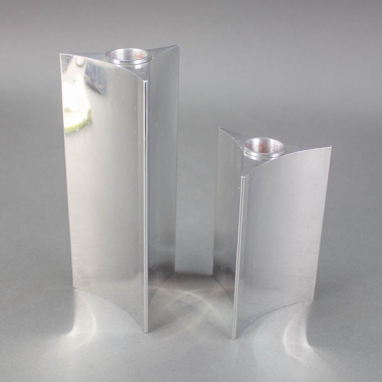 Georg Jensen Denmark Vintage Triangular Aluminum Candle Holders Set of ...