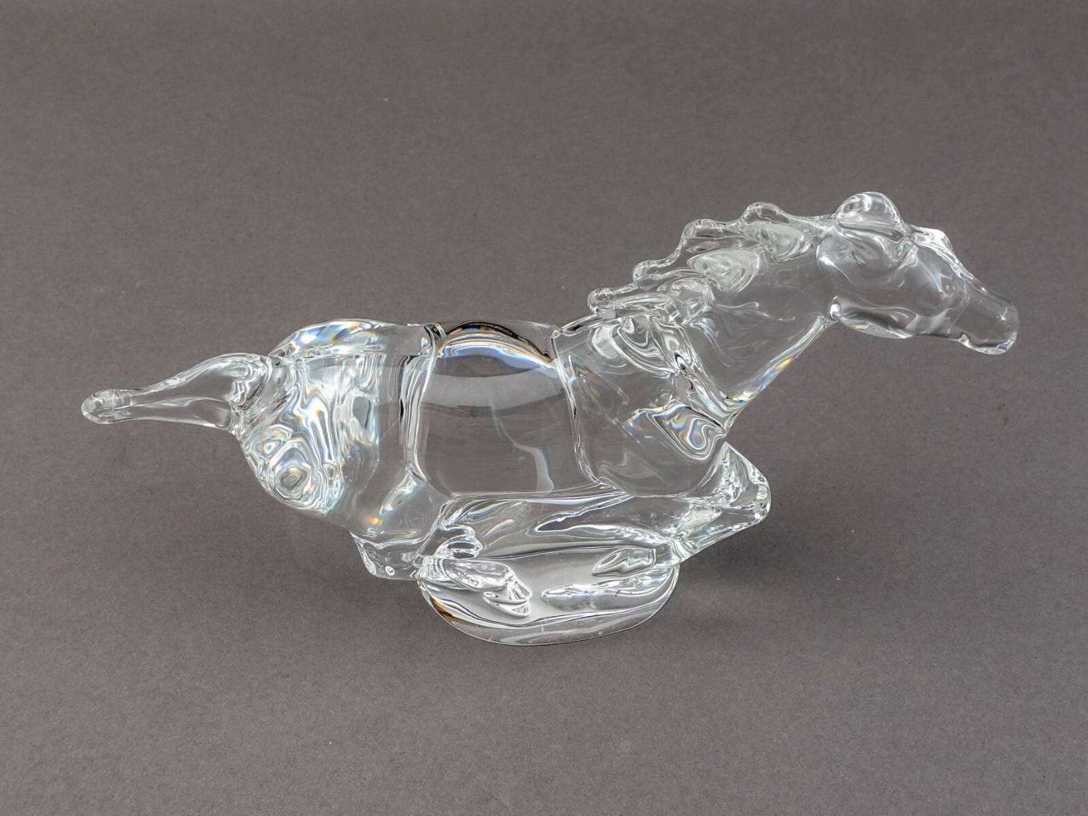 Steuben Crystal Signed Peter Drobny Full Gallop Horse Glass Figurine ...