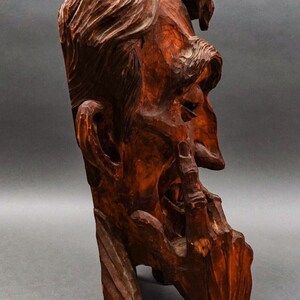 Emil Janel Sweden Signed Master American Wood Carver Large Face Figure ...