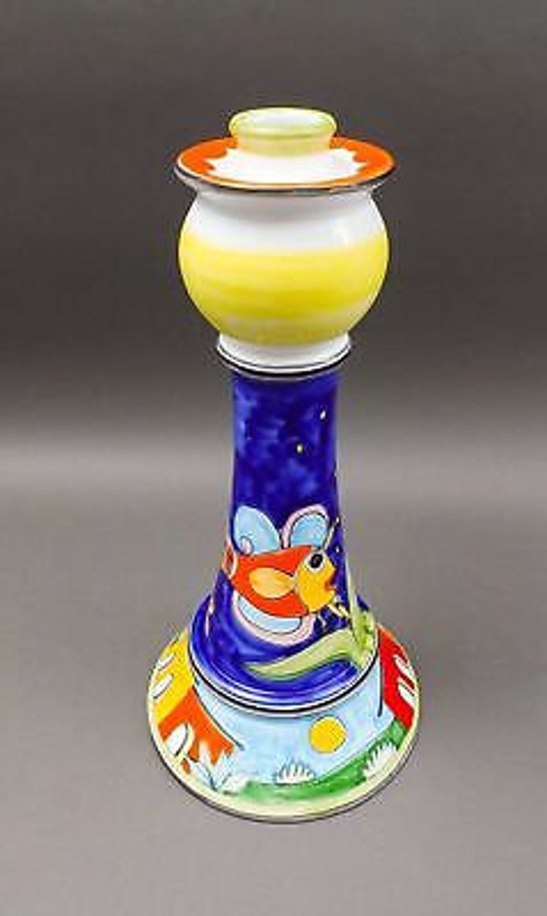 Nino Parrucca Italy Hand Painted Fish Art Pottery Candlestick Candle ...