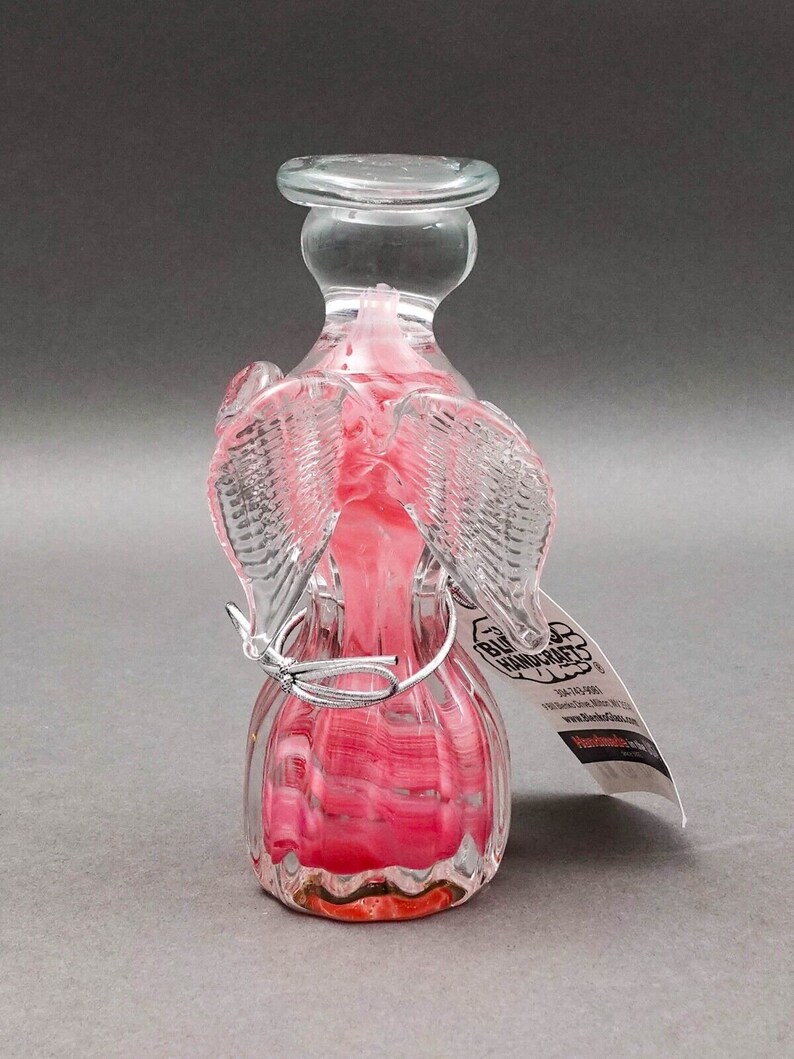 Blenko Angel Pink Swirl Hand Blown Art Glass Figurine Sculpture 5 3/8 ...