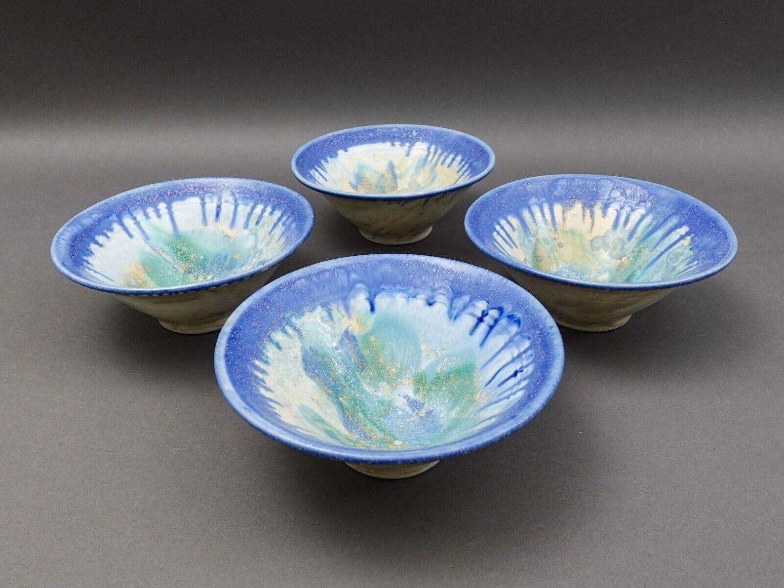 Edgecomb Potters Maine Blue Green Crystalline Glazed Art Pottery Bowl ...