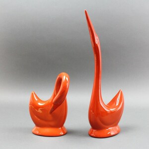 Jaru California Pair Orange Art Pottery Swans Bird Sculpture Mid ...