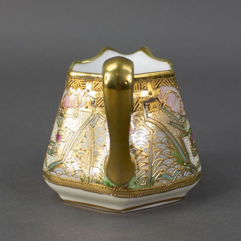 Nippon Hand Painted Ornate Embellished Gold Moriage Floral Creamer Rare ...