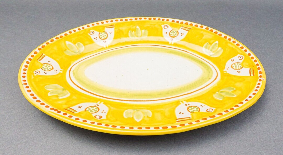 Solimene Vietri Camillo Positano Yellow Bird Chicken Oval Serving ...