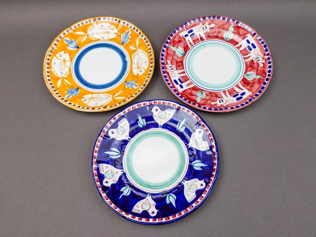 Emporio Della Ceramica Positano Italy Fish Chicken Cow 10" Dinner Plate ...