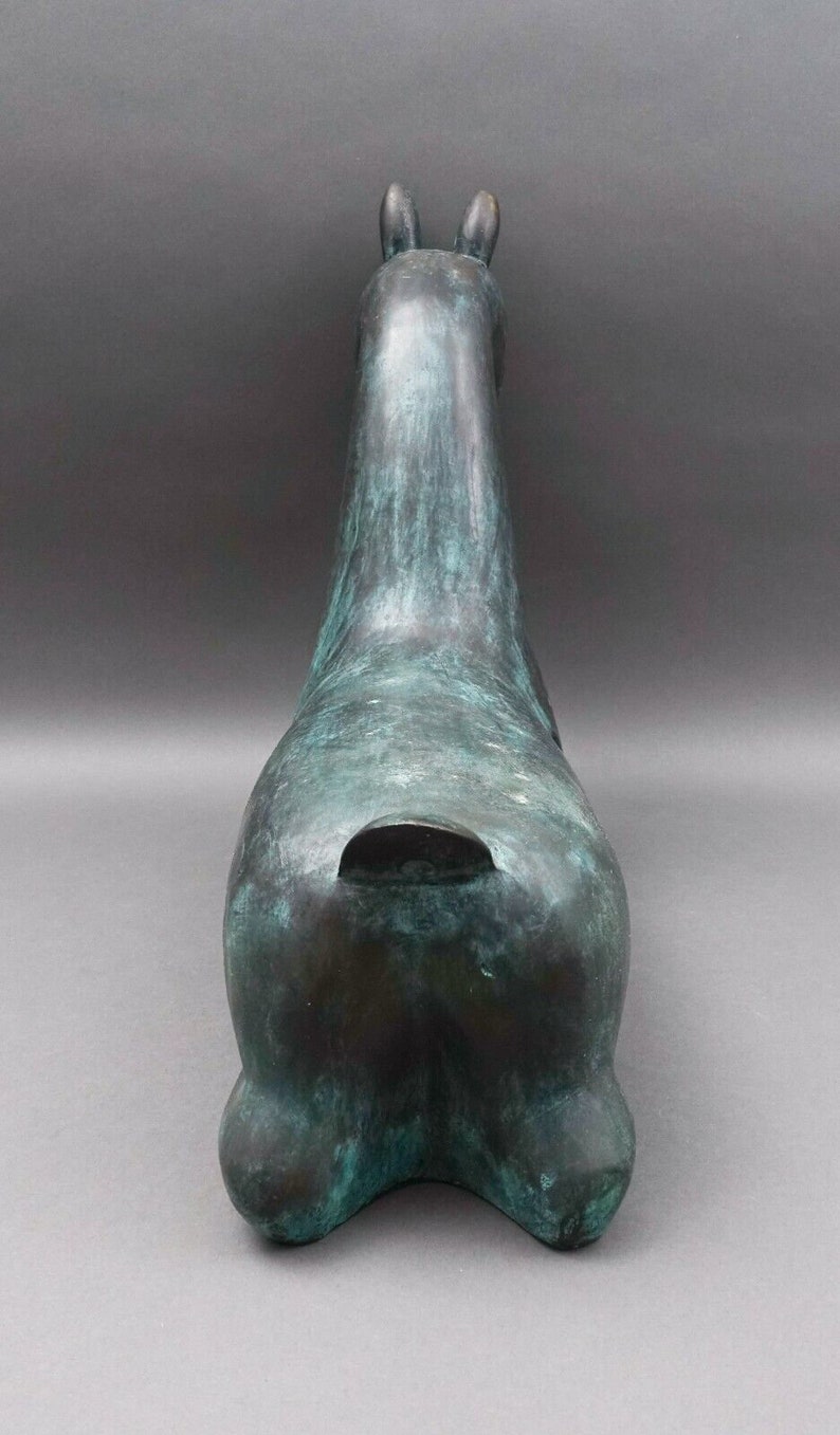 Maitland Smith Vintage Verdigris Bronze Recumbent Foal Statue Sculpture ...