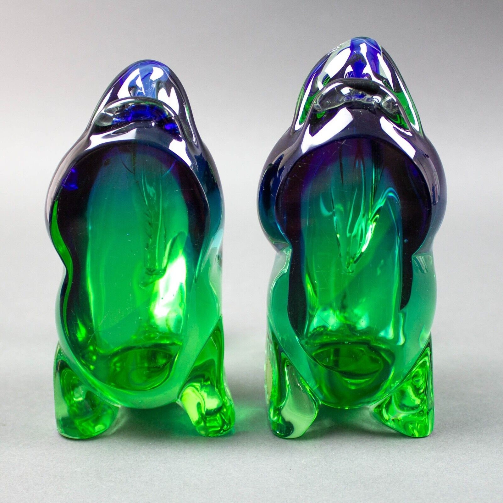 Archimede Seguso Italy Murano Glass Fish Bookends Sommerso Sculpture ...