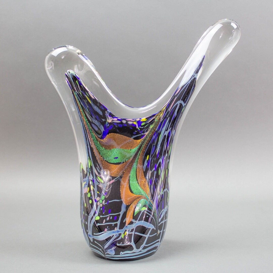 Rollin Karg 1999 Signed Dichroic Multi-color Blown Art Glass Sculpture ...