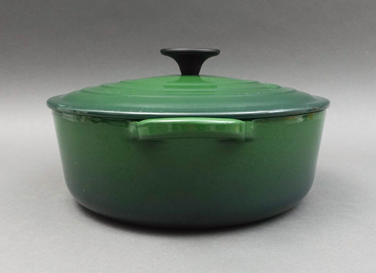 Le Creuset France 24 Dark Green Enameled Cast Iron Dutch Oven With Lid ...