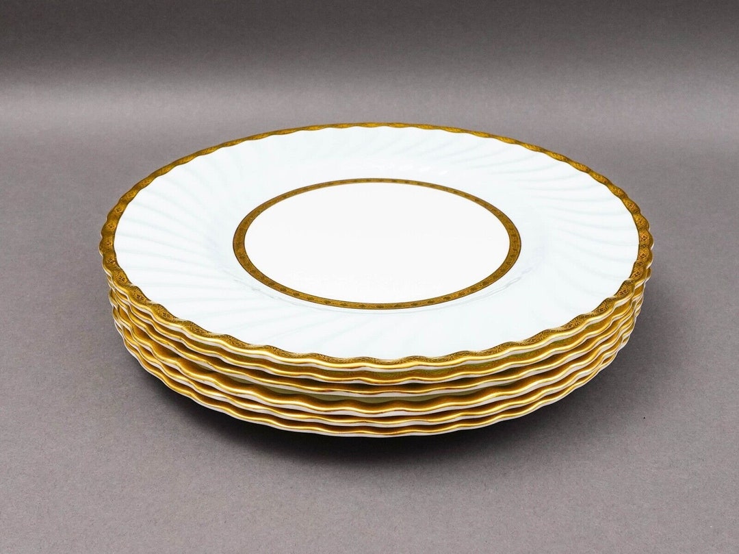 Minton England H5200 Gold Encrusted Light Blue Embassy Dinner Plate Set ...