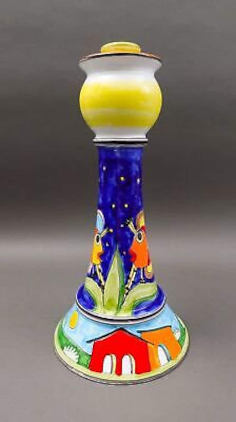 Nino Parrucca Italy Hand Painted Fish Art Pottery Candlestick Candle ...