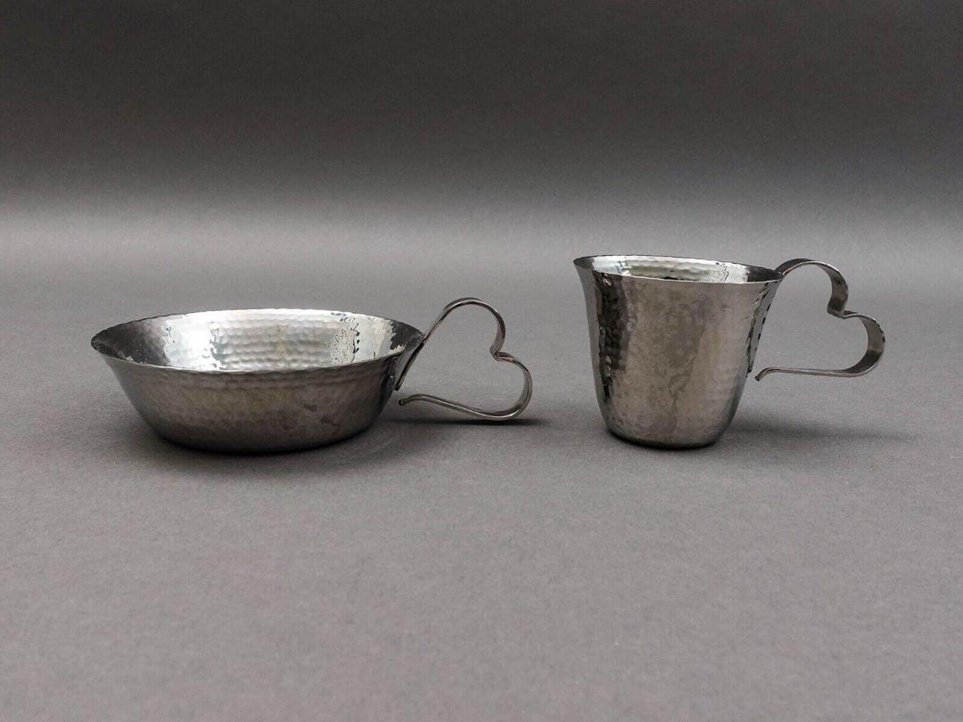 Michael Aram Hammered Heart Bowl & Cup Baby Gift Set - Etsy