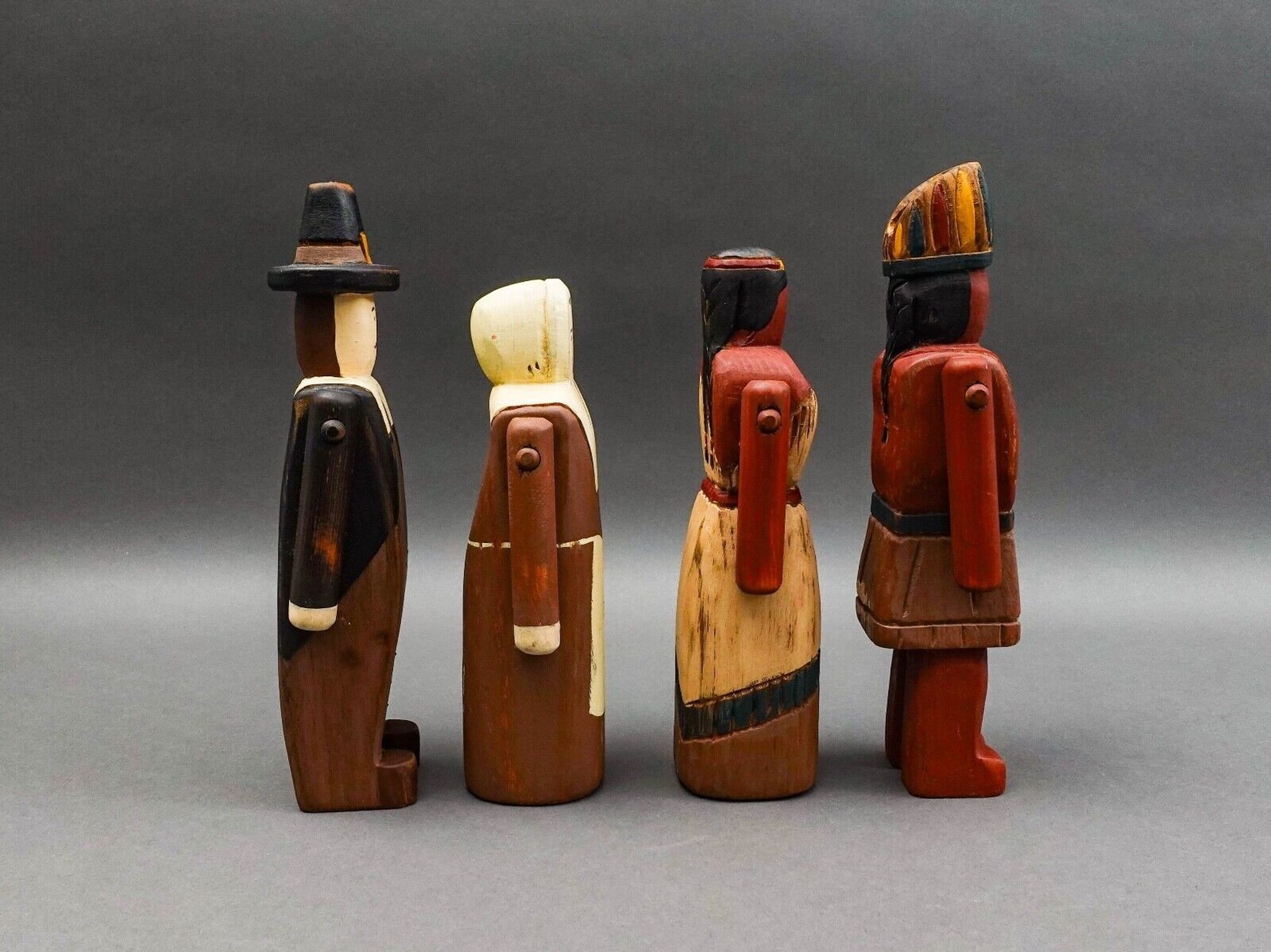 Wolf Creek 1992 Hand Carved Thanksgiving Pilgrims and Indians Figurines ...