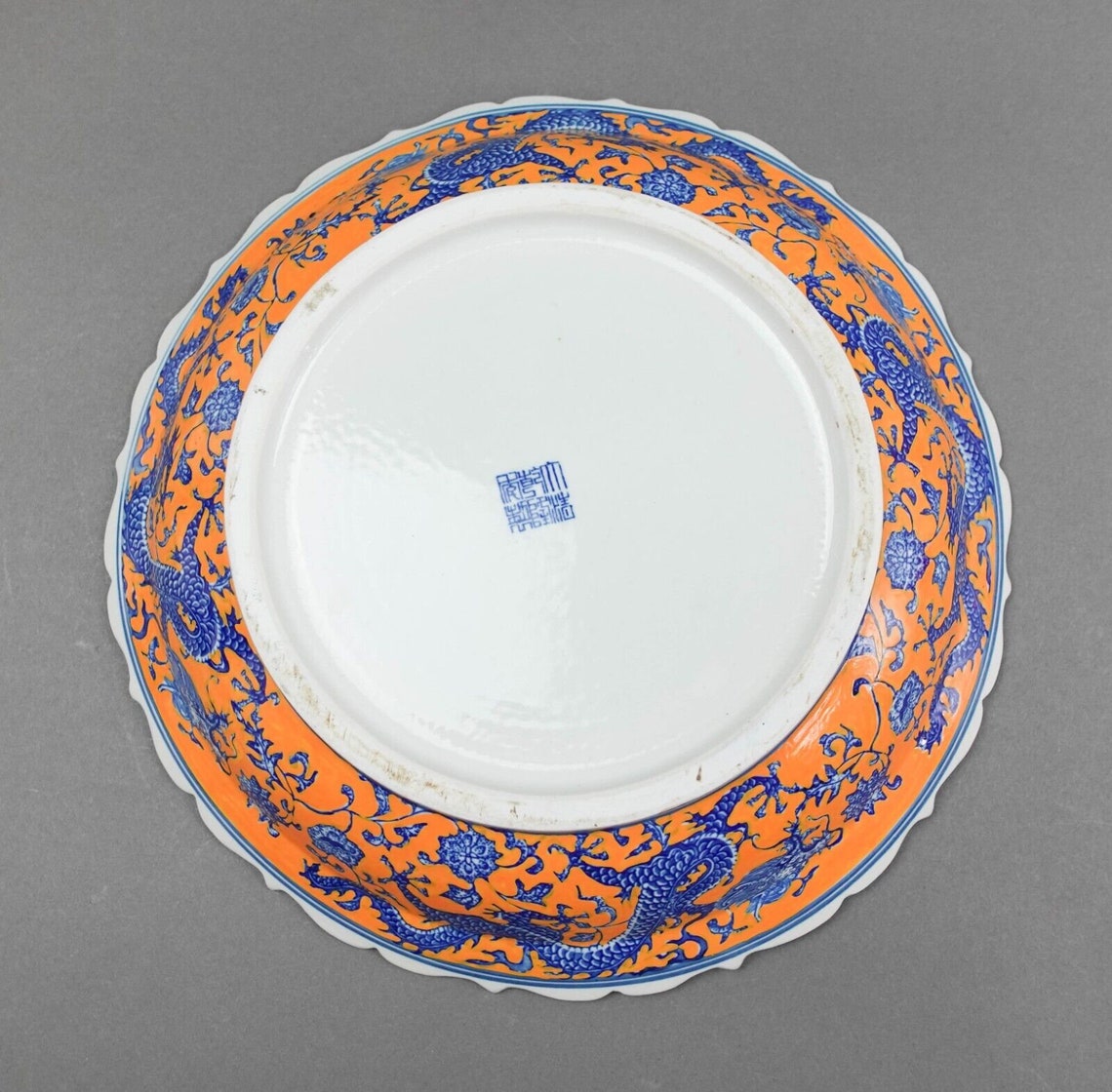 Chinese Imperial Yellow & Blue Dragon Bowl Qing Dynasty - Etsy