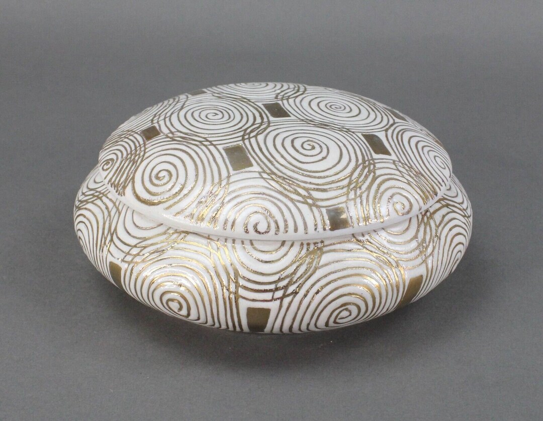 Jay Spectre for Silvestri Art Deco Inspired Porcelain Lidded Trinket ...