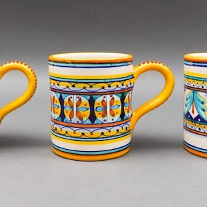 Franco Mari Signed Deruta Italy Hand Painted Pottery Coffee Cup Mug Set ...