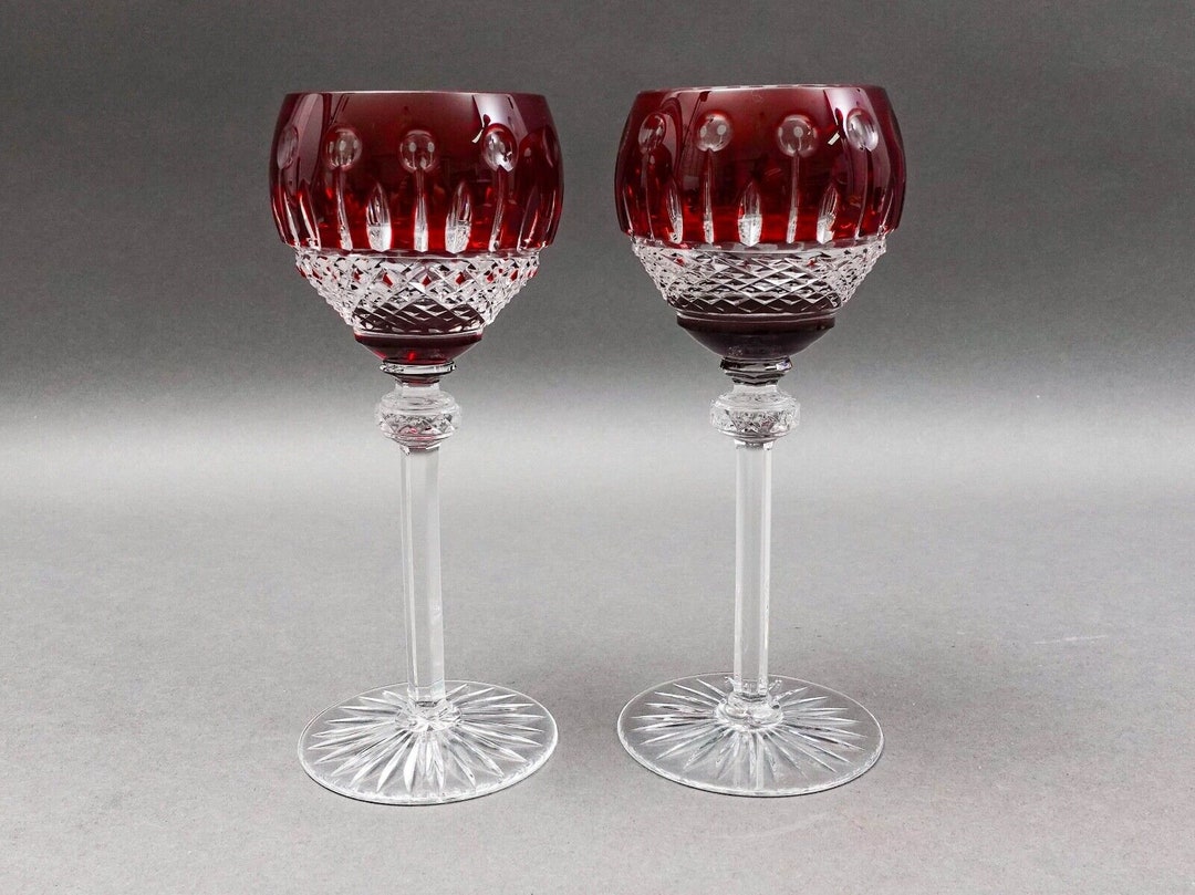 Ajka Hungary King Louis Ruby Red Crystal 7.75" Hock Wine Goblet Glasses ...
