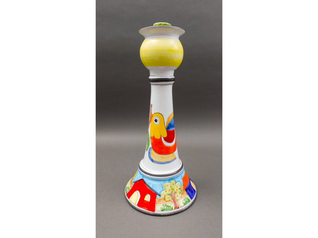 Nino Parrucca Italy Hand Painted Bird Art Pottery Candlestick Candle ...