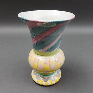 Mackenzie Childs Vintage Cayuga Hand Painted Art Pottery Footed Trumpet ...