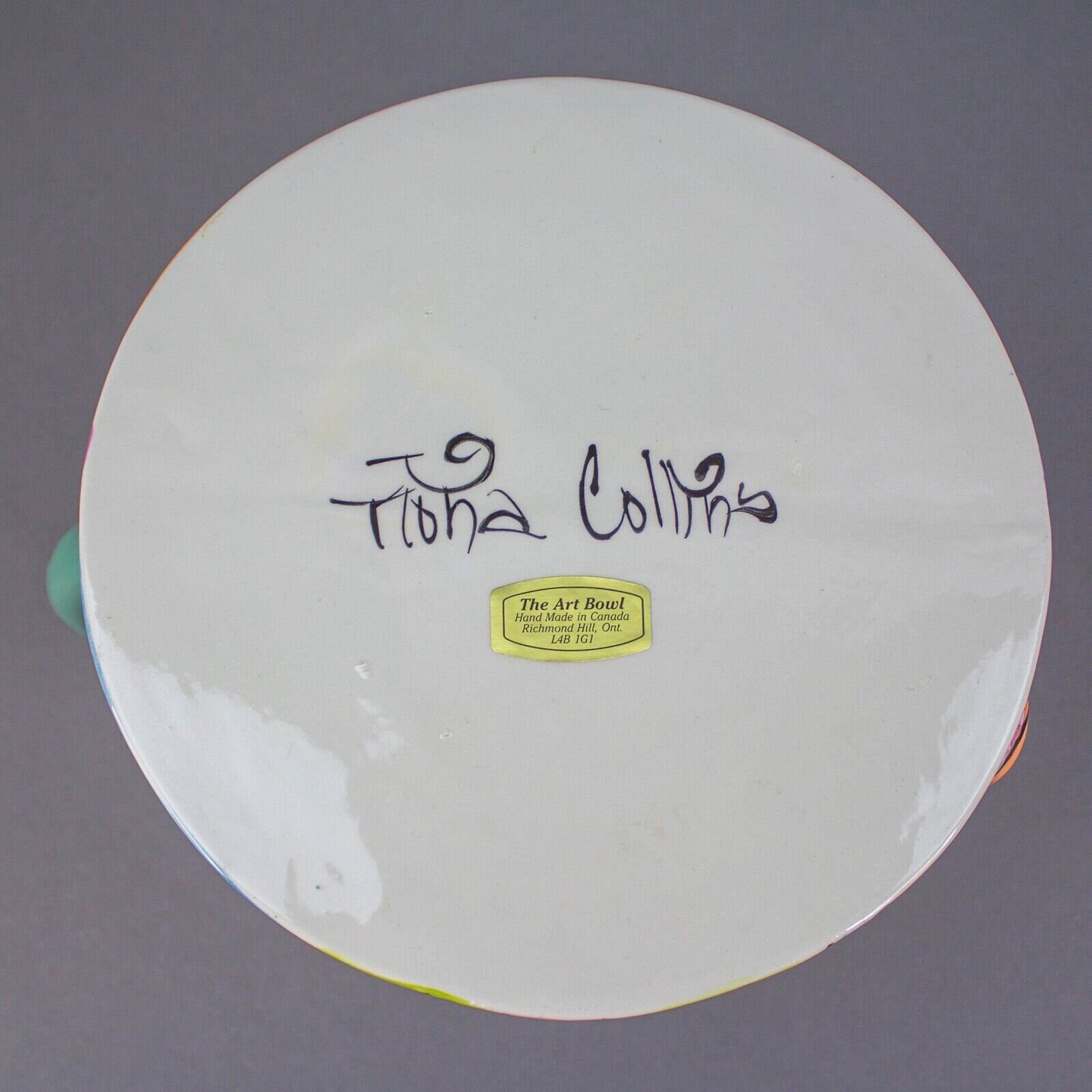 Fiona Collins Signed Hand Painted Colorful Ceramic Studio Art Pottery ...