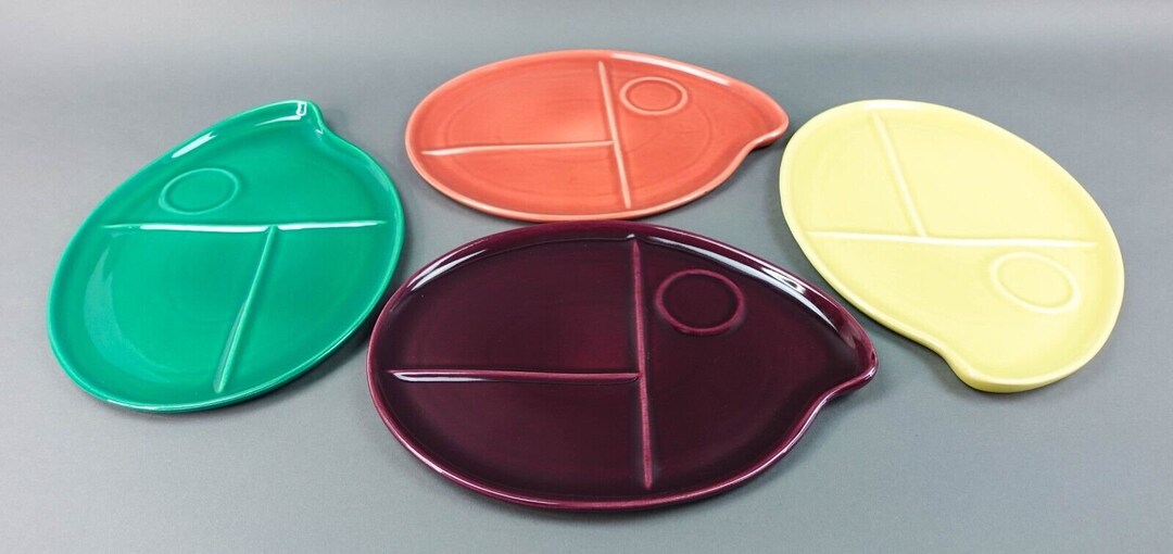 Red Wing Eva Zeisel Town & Country Divided Patio Supper Snack Plates ...