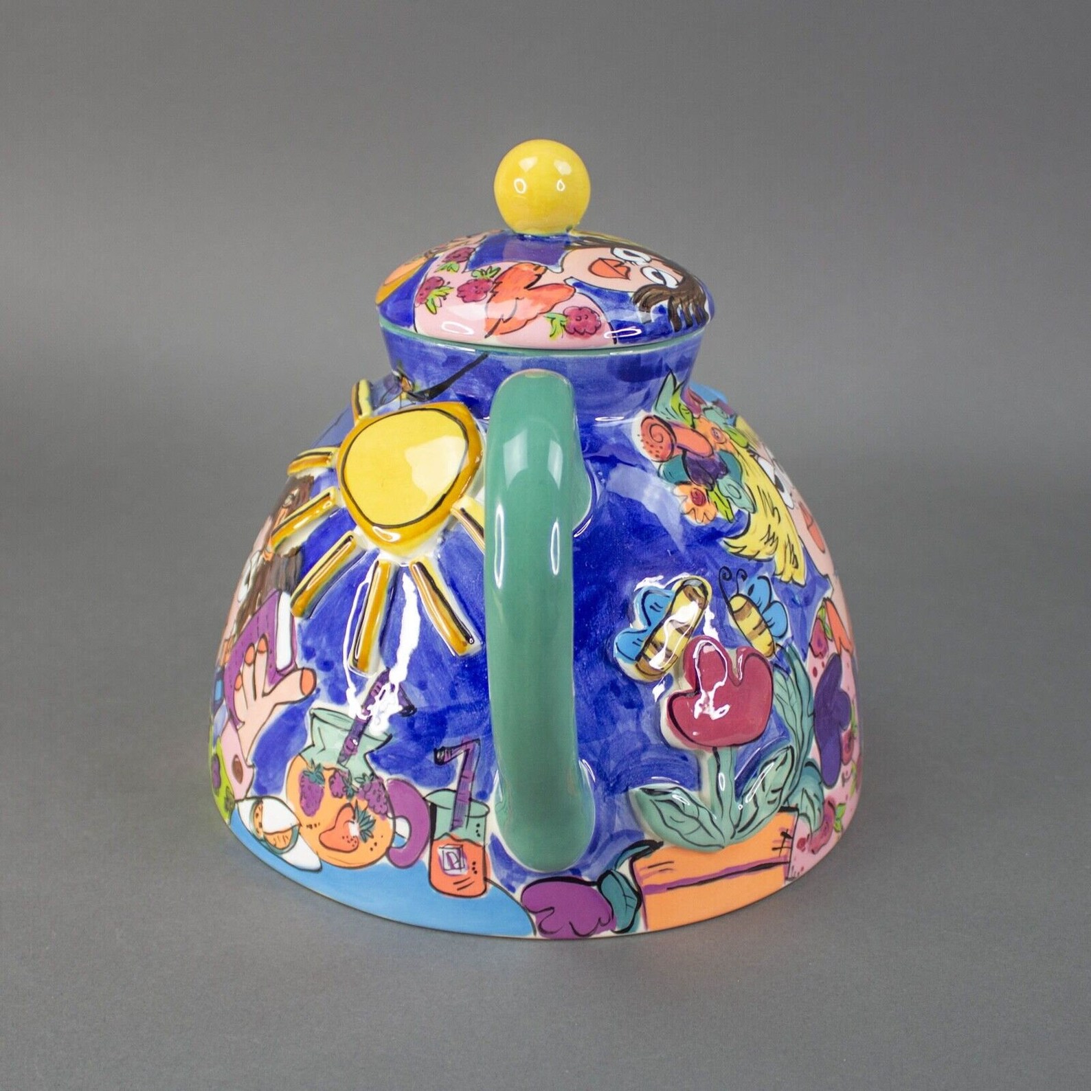 Fiona Collins Signed Hand Painted Colorful Ceramic Studio Art Pottery ...