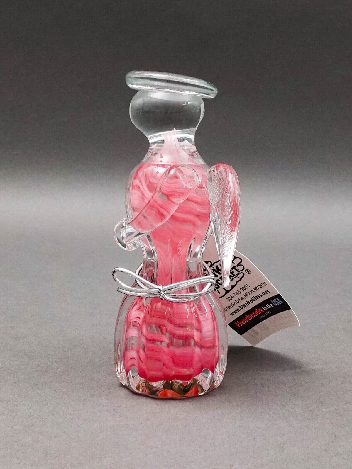 Blenko Angel Pink Swirl Hand Blown Art Glass Figurine Sculpture 5 3/8 ...