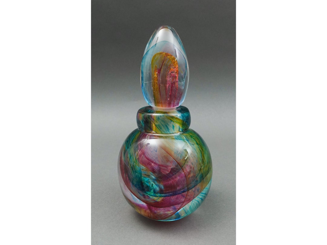 Andrew Shea Signed Hand Blown Art Glass Swirl Perfume Bottle With ...
