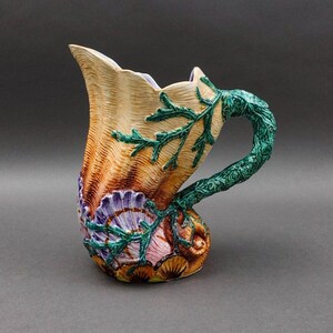 Vietri Italy Acquarello Majolica Sea Shells Seaweed Beverage Jug ...