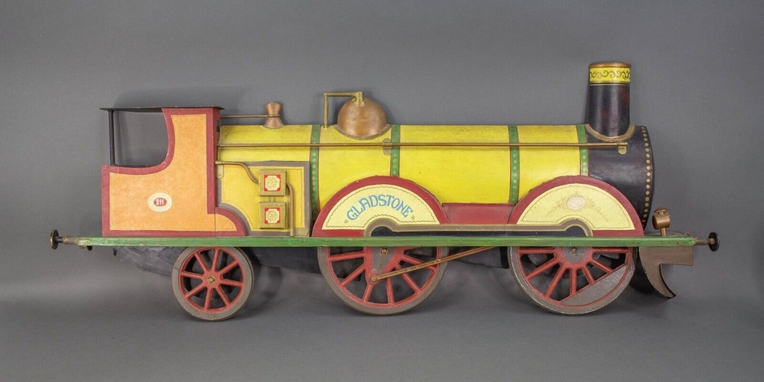 Vintage Italian Hand Painted Locomotive Hanging Train Station Store ...