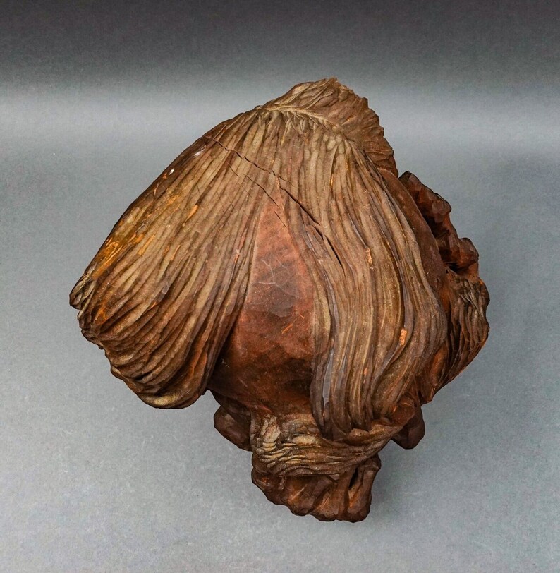 Emil Janel Sweden Signed Master American Wood Carver Large Face Figure ...