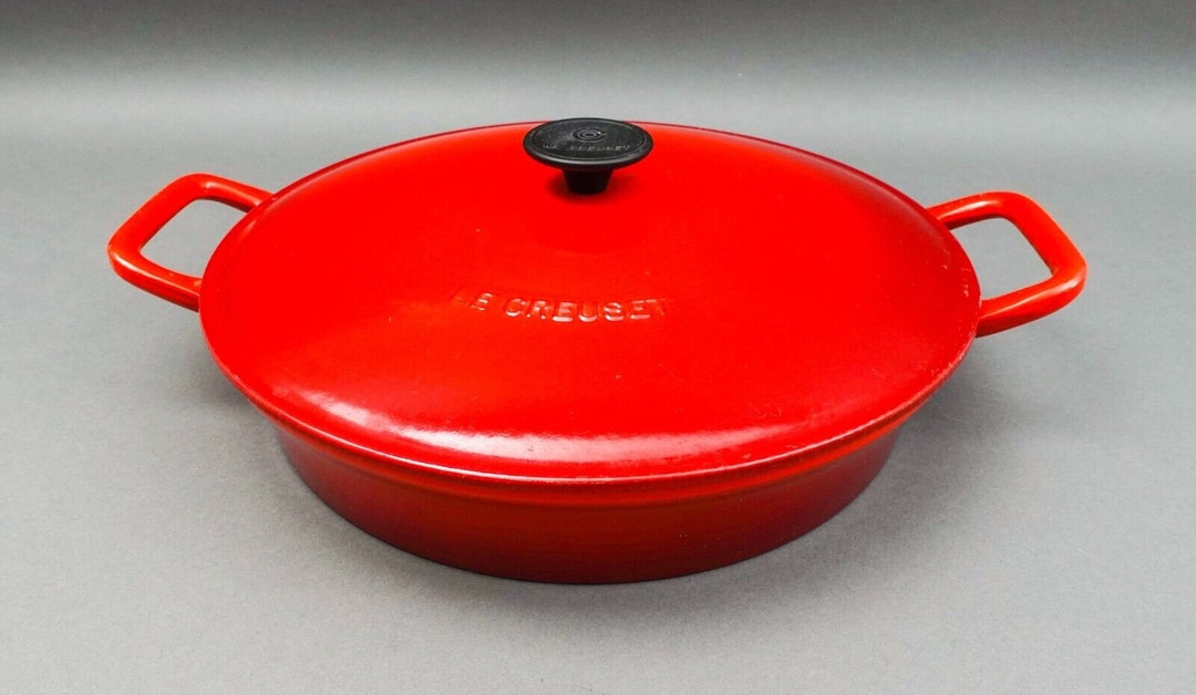 Le Creuset Vintage 32 Red Fait Tout Cast Iron Braiser Shallow Casserole ...