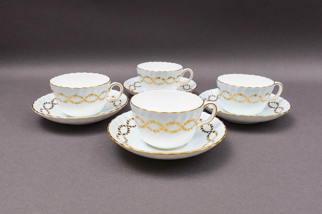 Minton England S600 Gold Laurel Leaves Light Blue Tea Cup & Saucer Set ...